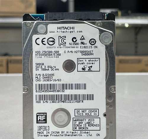 Hitachi TravelStar, 500Gb, HDD, SATA II, 2.5"