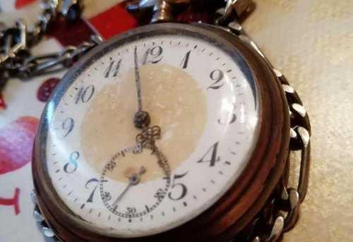 Старинные часы карманные, механика, серебряные