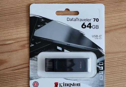 Usb- c флешка 64 Gb kingston data traveler 70