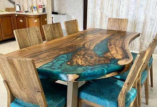 Кухонный стол река из эпоксидной смолы