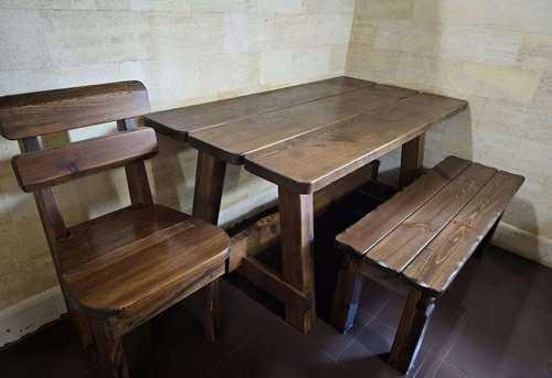 Комплект садовой мебели из дерева под старину
