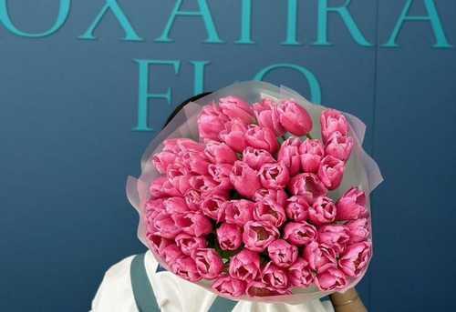 Букет тюльпанов, розовых, 51шт