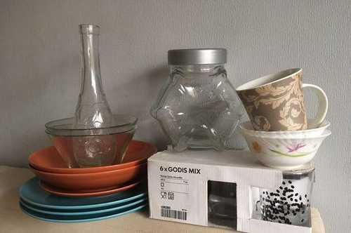 Посуда: тарелки, ваза, стаканы IKEA