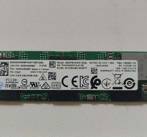 SSD m2 Intel 512gb nvme память для ноутбука