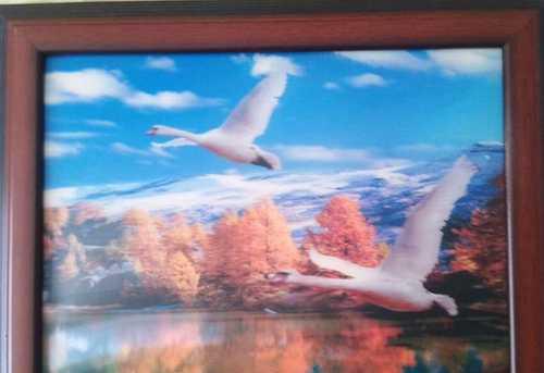 Картина "Лебеди" голографическая