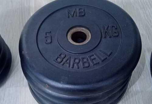 Диск (блин) обрезиненный Barbell 5 кг