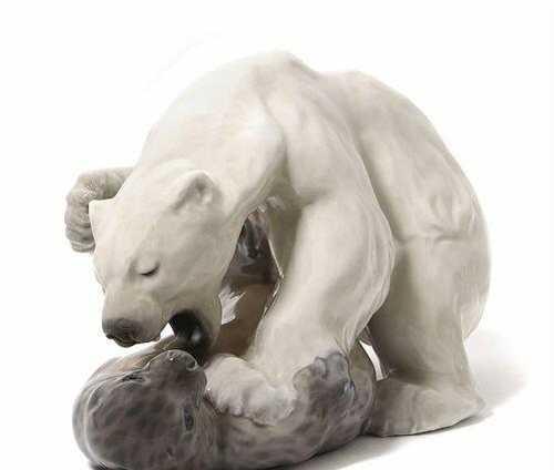Фарфоровая фигура Медведь и тюлень. Royal Copenhag