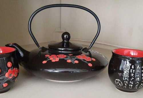Японский чайник с двумя чашками