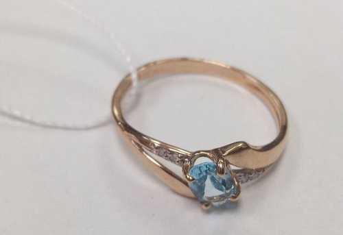Золотое кольцо с бриллиантами и топазом (9300)