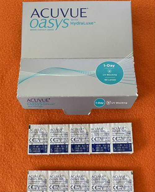 Линзы контактные Acuvue Oasys Hydraluxe (минус 8)