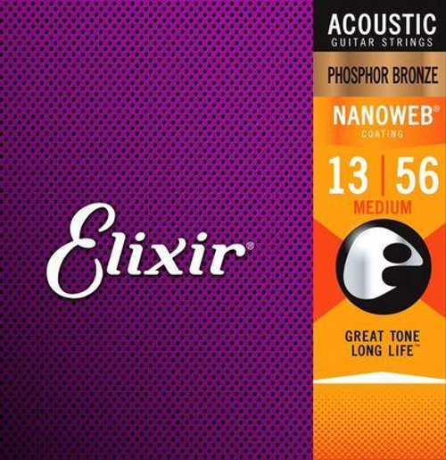 Струны для гитары Elixir 16102 NanoWeb Medium 13-5