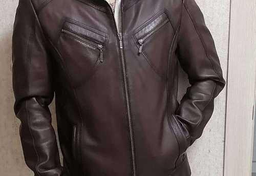 Кожаная куртка мужская коричневая 46-48