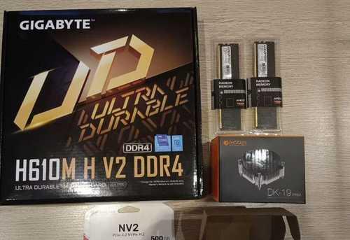 I3-12100+gigabyte H610M H V2 DDR4+16gb DDR4, NEW