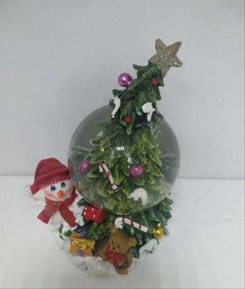 Сувенир шар "Снеговик и подарки у елочки"