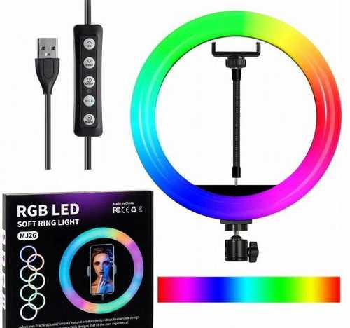 Кольцевая селфи-лампа RGB LED Soft Ring MJ26 / 26