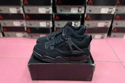 Кроссовки с мехом Nike Jordan 4 black cat мужские