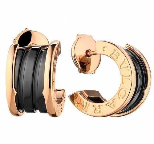 Серьги Bvlgari B.Zero1 Rose Gold & Black Ceramic 347405