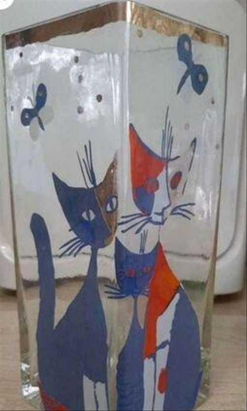 Стеклянная ваза "Три кота- Амстердам"