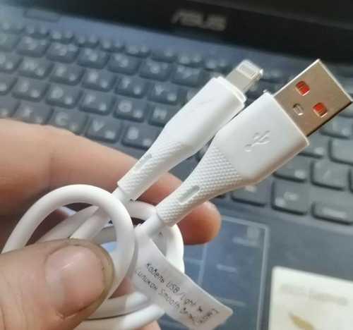 Силиконовый, белый USB кабель для iPhone