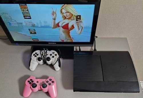 Playstation 3 super slim 750гб прошитая +60 игр