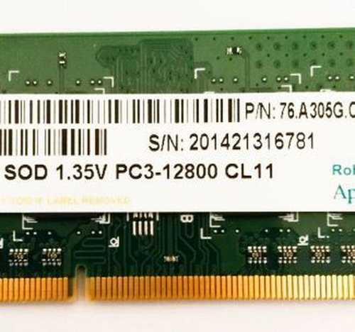 DDR3 SO-dimm 2GB Apacer PC3-12800 1600MHz CL11