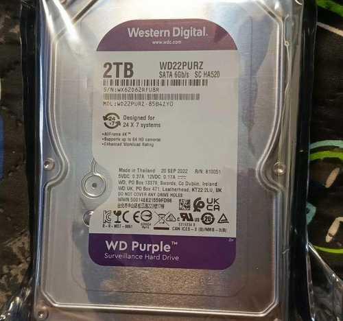 NEW Жесткий диск HDD WD Purple 2TB (WD22purz)