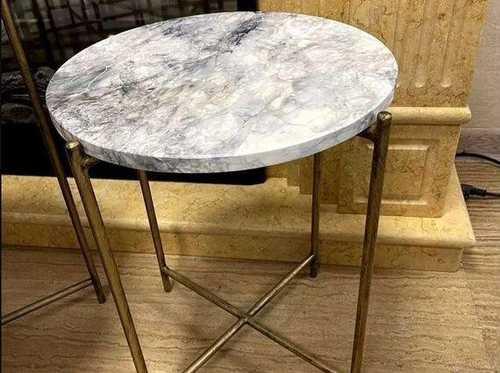 Столик кофейный лофт мрамор металл