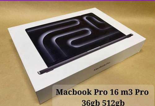 MacBook Pro 16 (2023), 512 ГБ, M3 Pro (12 ядер), RAM 36 ГБ, GPU 18-core