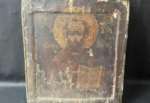Икона Николай чудотворец старинная ковчег