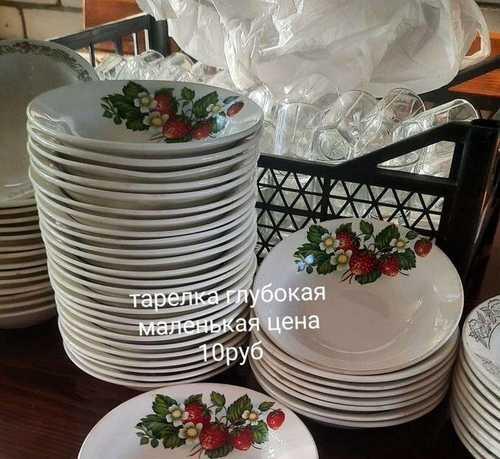Посуда СССР тарелки, стакан вилки, ложки