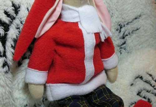 Кукла тильда кролик. Дед Мороз