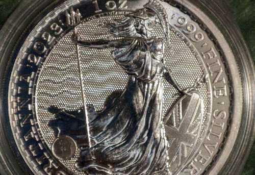 Серебряная монета 31.1гр. 999 Стоящая Британия