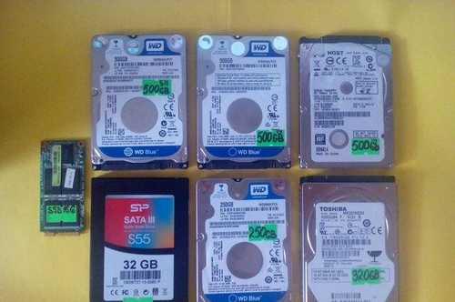 HDD/SSD 2.5" для ноутбуков 60/250/320/500/1000Gb