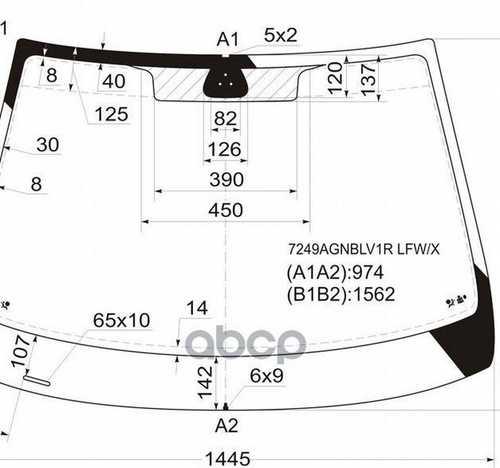 Стекло лобовое Renault Laguna 00-08 7249agnblv1