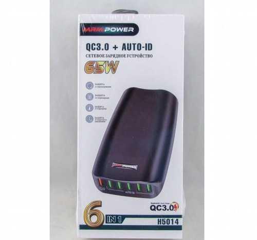 Сзу LP H5014 6USB + QC3.0 + 5V/2,4A 65W (Black)