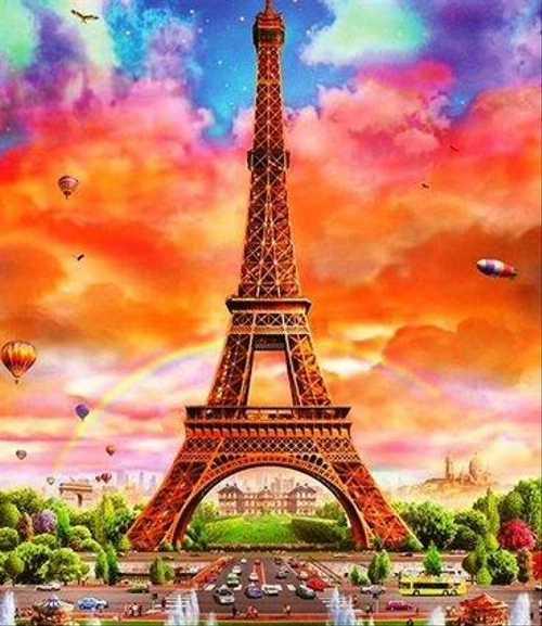 Алмазная мозаика "Париж Эйфелева Башня" 40х50