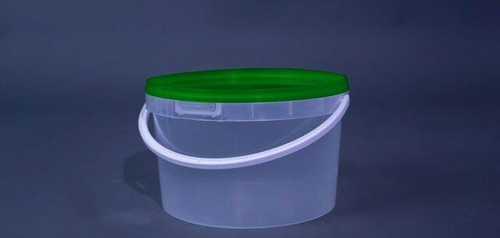 Ведро 2 л прозрачное пластиковое с зелёной крышкой