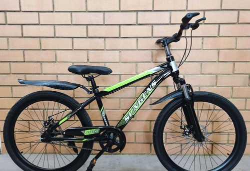 Велосипед новый, колёса 24 дюйма, чёрно-зелёный