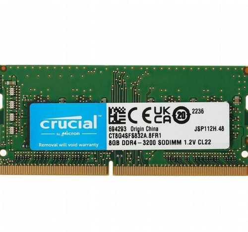 Оперативная память Crucial DDR4 8гб 3200мгц so-dim