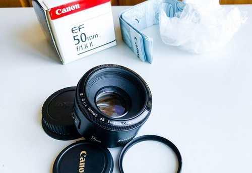Canon 50 1.8 + фильтр + коробка идеал