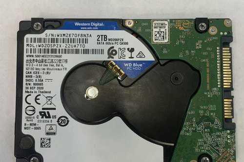 Жесткий диск WD Blue WD20spzx, 2тб, HDD, SATA III