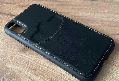 Чехол на iPhone xs с карманом для карты. Чёрный