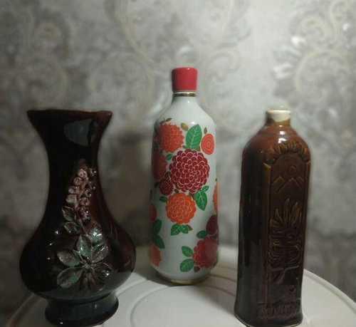 Керамика СССР, штоф, вазочки, ваза под фрукты