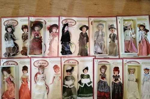 Фарфоровые куклы дамы эпохи и кукла народов мира в