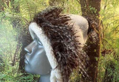 Комплект шапка и шарф женские с натуральным мехом