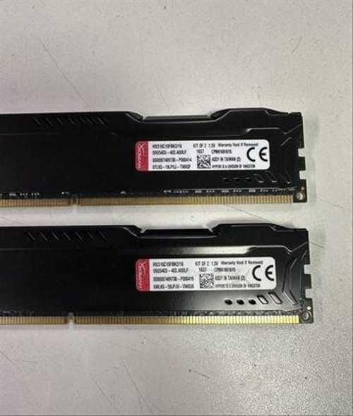 Память бу HyperX Fury 16 гб (8 гб x 2 шт.) DDR3