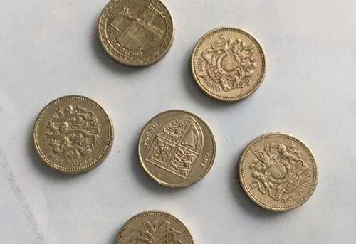 Монеты 1 фунт Великобритания