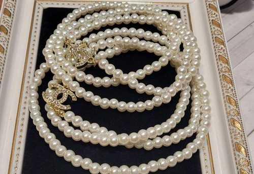 Бусы ожерелье Chanel из 2-х нитей