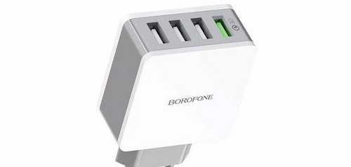 Блок питания 4 USB Borofone, BA43A, QC3.0, цвет: б
