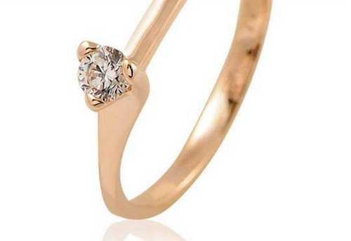 Золотое кольцо (17,5) с бриллиантом 0,170ct